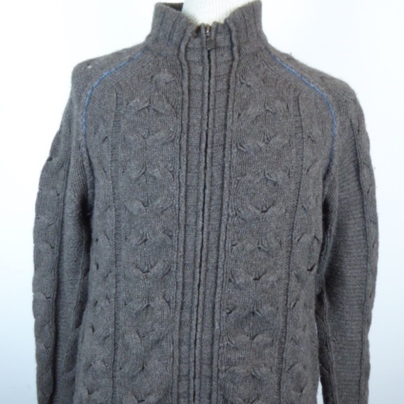 Ted Baker | Sweaters | Ted Baker Brown Chunky Wool Yak Cable Zip Aran ...